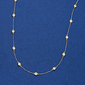 Ross-Simons 14kt Gold Bezel-Set Diamond Station Necklace