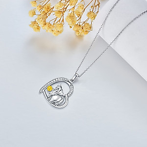 PROESS Highland Cow Necklace for Women 925 Sterling Silver Sunflower Cow Pendant Necklace Cow Jewelry Animal Lover Gifts