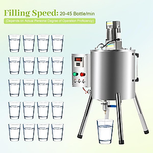 Filling machine for cosmetics, 8-gal/30L Automatic Bottle Filling Machine, Adjustable Stainless Steel Paste Liquid filling Machine, 20-45 Bottle/min, Lipstick Filling Machine, Shampoo Cosmetic Honey