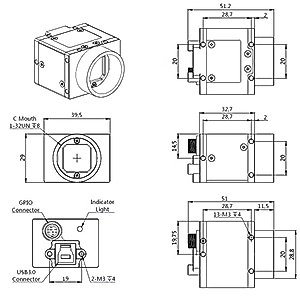 HTENG VISHI High Speed USB3.0 Color 4.0MP 1" Industrial Camera Machine Vision Global Shutter C-Mouth OpenCV Python SDK Area Scan Camera 2048X2048 88FPS Indoor