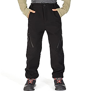 linlon Kids Boys Girls Youth Waterproof Hiking Ski Snow Pants Elastic Waist Warm Insulated Pants,9037-Black-2XL(9-10 Years)