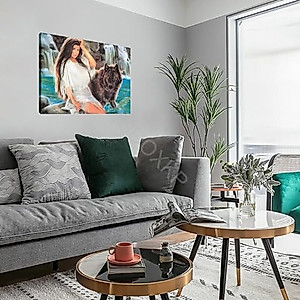 Native American Girl And Wolf Art Poster by Famous Artist Maija Junno (4) Canvas Poster Bedroom Decor Office Room Decor Gift Frame-style 20x16inch(50x40cm)