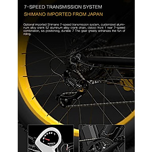 GOGOBEST 26" Fat Tire Electric Bike GF700,1000W Dual Motor 48V 17.5AH Electric Mountain Bike 31 MPH Dirt Ebike for Adults Shimano 7-Speed 3 Riding Modes (Yellow)