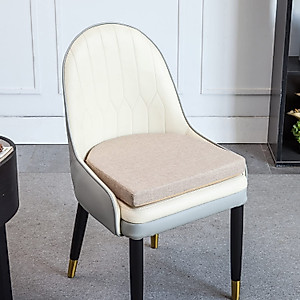 MICUSHION Chair Pads 18x18 Inch for Dining Chairs Set of 2 with Ties Non Slip Washable Seat Cushion with Zipper Indoor Chair Cushions for Kitchen, Khaki