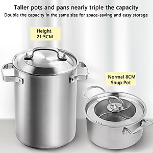 Stainless Steel Vertical Cooker/Steamer - 4L Asparagus Vegetable Pot Home Deep Fryer Pot Japanese Tempura Deep Frying Pot with Strainer Basket and Lid for Kitchen French Fries, Chicken