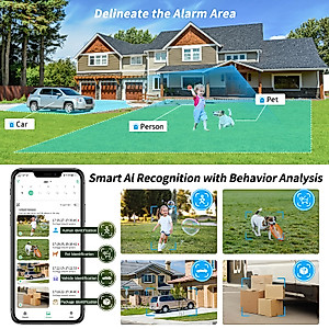 Techage Security Cameras Wireless Outdoor, Solar Cameras for Home Security Outside with AI Motion Detection, 1080P Color Night Vision, IP66 Weatherproof, 2-Way Talk, 2.4Ghz WiFi, Cloud/SD Storage