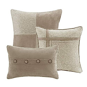 Madison Park Boone Cozy Comforter Set, Faux Suede, Deluxe Hotel Styling All Season Down Alternative Bedding Matching Shams, Decorative Pillow, King (104 in x 92 in), Rustic Tan 7 Piece