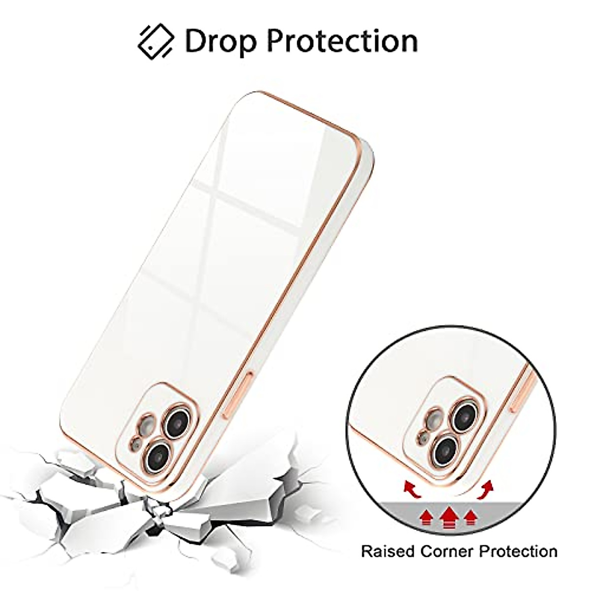 DEFBSC Electroplate Case for iPhone 11, Luxury Electroplated Edge Soft TPU Bumper iPhone 11 Case, Full Body Camera Protection Shockproof Anti-Fall Heavy Duty Protective Phone Case, White