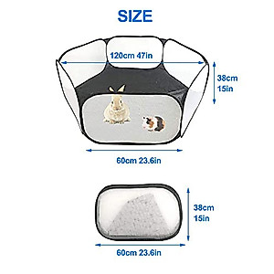 Small Animal Playpen with Waterproof Pads, Reusable Liners, Waterproof Bottom on Both Sides, Fit with Pet Tent (42.5in x 41in) Bedding for Guinea Pig, Rabbit, Hamster, Chinchilla and Hedgehog