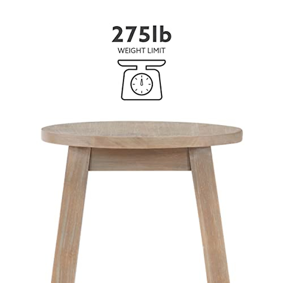 Linon Zeke Grey Wash 24" Counter Stool with Round Seat