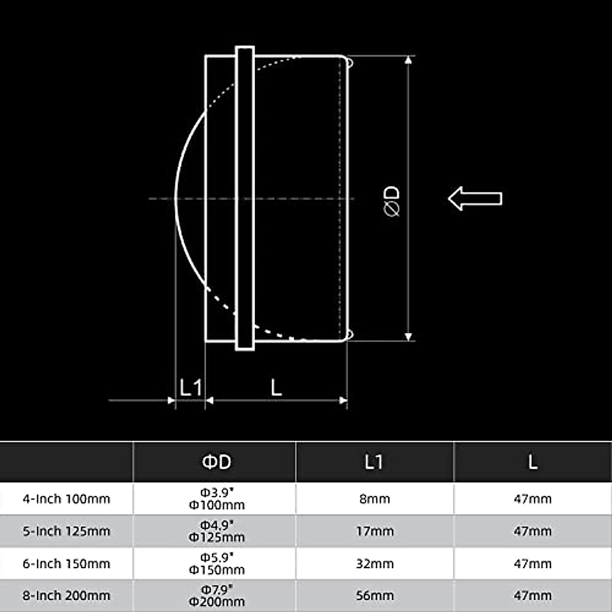 FRESH SPEED 8-Inch Backdraft Damper Shutter Inline Spring Loaded for Dryer Duct