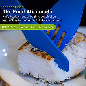 humangear GoBites Trio | Travel & Camping Utensils | Portable & Convertible Dining Ware | Multi-Functional Spork & Knife, Gray