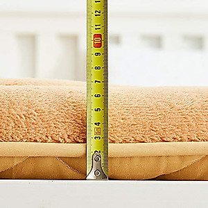 WJH Thicken Plush Sleeping Mattress, Tatami Floor Mat, Japanese Futon Soft Comfortable Queen Double Foldable Topper Memory Foam Dorm -Light tan 90x200cm(35x79inch)