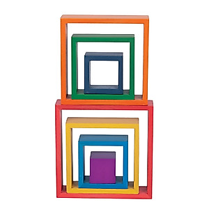 TickiT - 73416 Wooden Rainbow Architect Squares - Nesting Puzzle - Stacking Blocks for Ages 12M+
