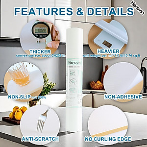 Hersvin Shelf Liners 24 in x 20 ft EVA Drawer Mats, Non-Adhesive Cupboard Pad, Kitchen Cabinet Lining Fridge Cushion (Transparent Stripe, 61x610cm)