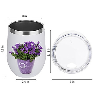 silichee 12 Oz Stainless Steel Tumbler Cups Water Bottle with Lid Flowers Isolated on White Insulated Tumblers Vacuum Coffee Mugs for Hot and Cold Wine,Drinks,Coffee