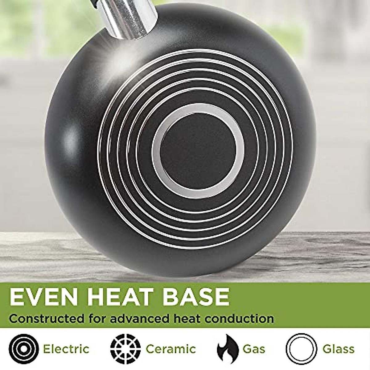 Ecolution Easy Clean Nonstick Cookware Set, Dishwasher Safe Kitchen Pots and Pans Set, Comfort Grip Handle, Even Heating, Ultimate Food Release, 12-Piece, Black