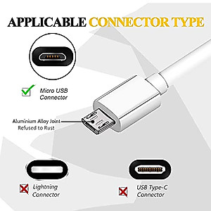 MOVOYEE Micro USB Cable 10ft,Long Android Charger Cable Fast Charge,White Micro USB 2.0 Cable USB Micro Cable for Samsung Charger Cord Tablet Galaxy 7 5 S7 S6 Edge Phone,Charging Wire for Kindle Fire