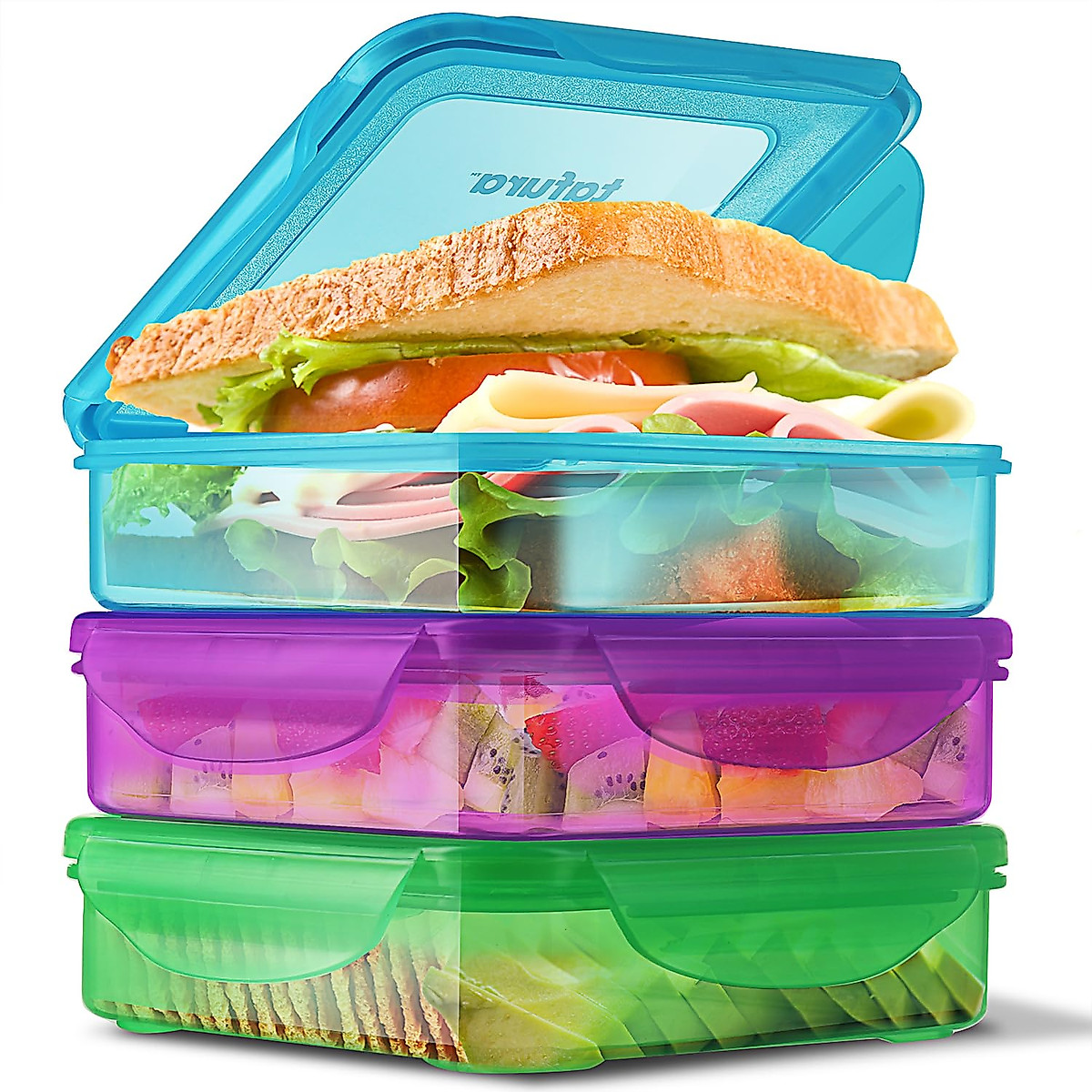 Tafura Sandwich Containers (3 Pack) Sandwich Box | Lunch Containers | Sandwich Containers for Lunch Boxes | Reusable Sandwich Holder, BPA Free
