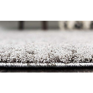 Unique Loom Studio Solid Shag Collection Urban Modern Super Soft & Plush Area Rug, 9 ft x 12 ft, Light Gray