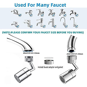 Faucet Extender Swivel Sink Faucet Aerator Water Saving Rotatable Faucet Sprayer Head for Wash Face Wash Mouth Wash Eye Universal Splash Filter Faucet (720° Rotate)