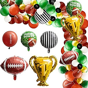 WATINC 129Pcs Football Balloon Garland Arch Kit, Football Theme Party Favors Decorations Supplies Foil Latex Balloons Celebration Decor, Sports Themed Birthday Decorations for Athletes Boys Men