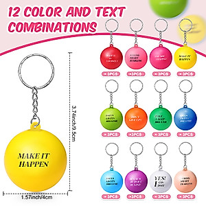 Zhehao 36 Pcs Motivational Stress Balls Keychains Inspirational Foam Stress Relief Balls with Quotes Keychain Encouraging Fun Keychains for Kids Student Adult Relieve Anxiety Party Bag Fillers