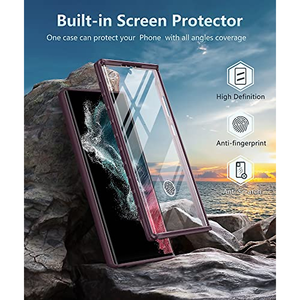FNTCASE for Samsung Galaxy S22-Ultra Case: Full Drop Proof Protection Translucent Cases | Matte Textured Shockproof Protective Bumper | Rugged Hard Cell Phone Cover for Galaxy S22Ultra 5G