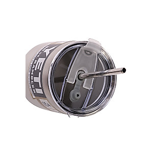 4 WIDE Stainless Steel Straws + Straw hole LID Extra LONG fits 30 oz Yeti Tumbler Rambler Cups - CocoStraw Brand Drinking Straw (4 WIDE straws + Straw Lid)