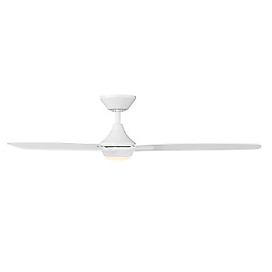 WAC Smart Fans Blitzen Indoor and Outdoor 3-Blade Smart Home Ceiling Fan 54in Matte White with 3000K LED Light Kit and Remote Control works with Alexa and iOS or Android App