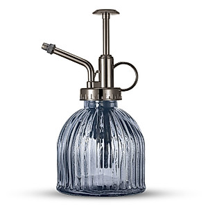 Ebristar Glass Plant Mister Spray Bottle, Vintage Succulent Spray Bottle with Top Pump, Small Plant Sprayer Mister Glass Watering Can for Indoor Outdoor House Plant - Grey