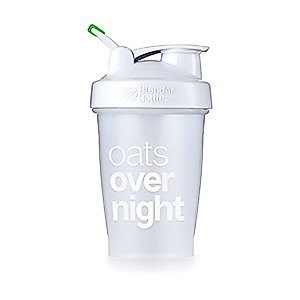 Oats Overnight BlenderBottle - Customized for Overnight Oats - NO WHISK BALL - Milk Fill Line - Clear/White/Green - 20-Ounce Loop Top