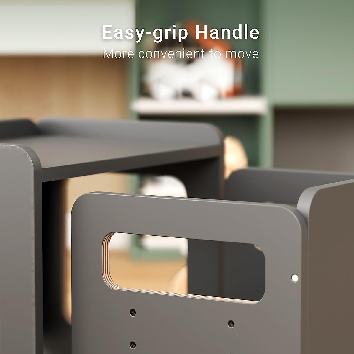 Tilhumt Montessori Weaning Table and Chair Set for Toddler Age 1-4, Kids Table and Chair Set, Adjustable Height Activity Table with Fence for Read, Play, Arts, Crafts (Upgraded)