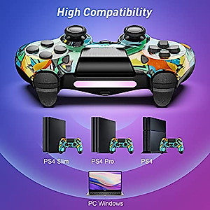 Wireless Controller for PS-4 Compatible with PS-4/Slim/Pro, Built-in 1000mAh Battery with Turbo/Dual Vibration/6-Axis Motion Sensor
