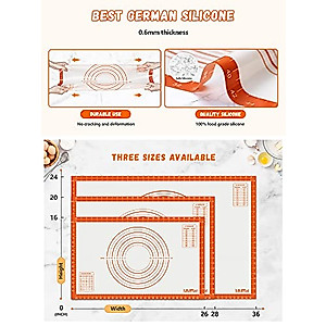 MMmat Silicone Pastry Mat, Extra Large Non-slip Silicone Baking Mat with Measurements, Counter Mat, Dough Rolling Mat, Fondant and Pie Crust Mat, (36 x 24 IN) 36'' By 24''