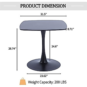 ANDORON Square Dining Table, 32 Inches Kitchen Tulip for 2-4 People, MDF Top and Metal Base, Modern Small Space Room Circle, End Leisure Coffee Side (32" - Square, Black)