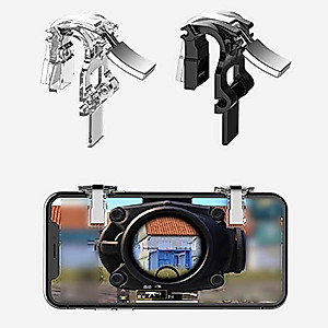 1 Pair S4 Smart Phone Mobile Gaming Trigger for Game Fire Button Aim Key Shooter Controller Shooting Metal Eat Chicken Artifact Games (White) Cell Phone Automobile Accessories