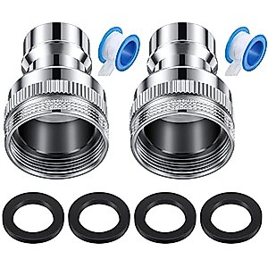 Dreyoo 2 Pcs Dishwasher Faucet Adapter, Dishwasher Snap Adapter Connection 15/16-27Male or 55/64-27Famale Chrome (No Filter)
