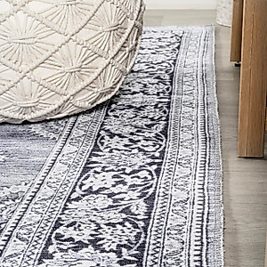 JONATHAN Y WSH201A-28 Bausch Bohemian Distressed Chenille Machine-Washable Runner Rug, Classic, Mediterranean, Rustic for Living Room, Dining Room, Bedroom, Kitchen, Gray/White, 2 X 8