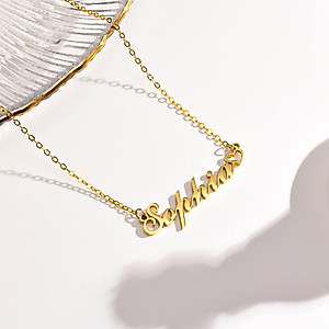 MEALGUET Name Necklace Personalized for Women : 18K Gold Plated Custom Name Necklace Chain Name Plate Choker Necklace Customized Gift Idea for WomenFemale Friends Girlfriend