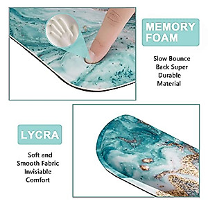 Keyboard Wrist Rest Pad and Mouse Pad Memory Foam Ergonomic Support Mouse Pad Set for Office Gaming Easy Typing Green Fluid