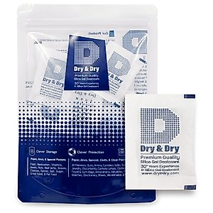 Dry & Dry 5 Gram [30 Packets] Silica Gel Packets, Desiccants - Rechargeable Fabric Silica Gel Packs, Silica Gel, Silica Packets, Desiccant Packs for Storage