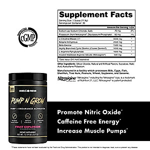 Anabolic Warfare Pump-N-Grow Muscle Pump Supplement Caffeine Free Pre Workout with L-Citrulline, L-Arginine, Beta-Alanine (Fruit Explosion– 30 Servings)