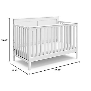 Storkcraft Alpine 5-in-1 Convertible Crib (White) – GREENGUARD Gold Certified, Converts to Toddler Bed and Full-Size Bed, Fits Standard Full-Size Crib Mattress, Adjustable Mattress Support Base