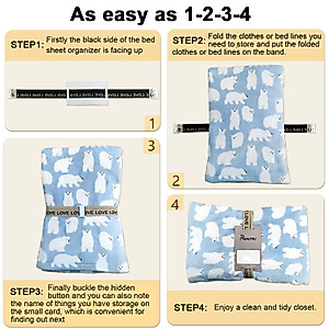 SMILIE Bed Sheet Organizer, Closet Storage Band Organizer, Elastic Bands for Tidying Bed Sheet, Closet Organizer Band with Jacquard & a Label, Each Order Contains 2 Bands, 23.62Lx1.57W