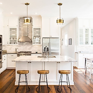 CLAXY Modern Brass Kitchen Pendant Light Height Adjustable Pendant Light Clear Glass Shade