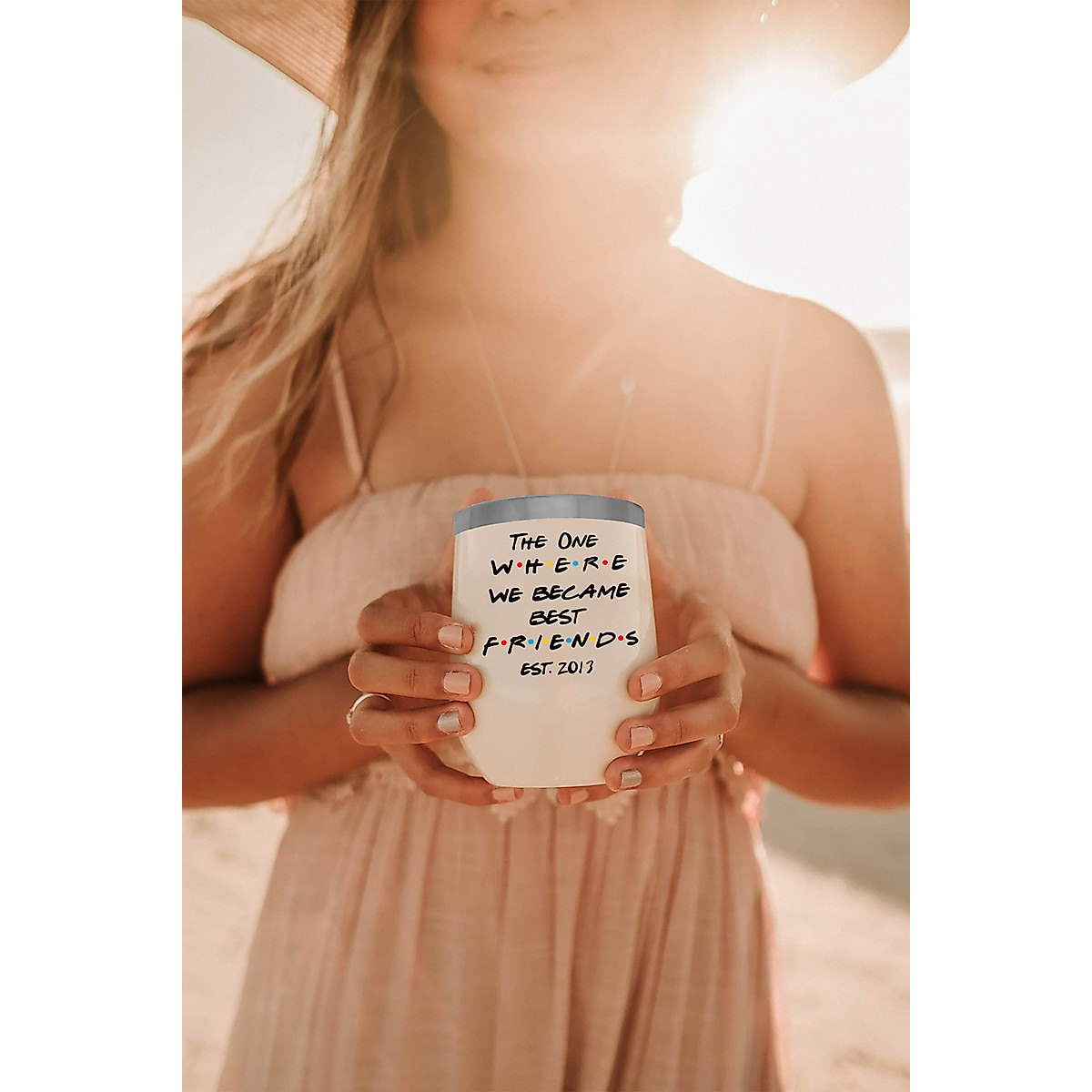 PEMILO Christmas Gifts for Best-Birthday Graduation Retirement Farewell Wedding Gifts for Best Friends Sister Bestie-Friends TV Show Theme-12oz Tumbler-The One Where We Became Best Friends Est.2013