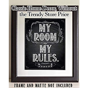 My Room My Rules - 11x14 Unframed Cool Art Print Posters for Teens - Cute Decor for Teen Room Aesthetic, Stuff for College Dorm Room Essentials - Cheap Gift Under $15