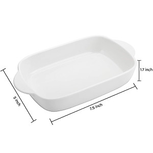 Foraineam 4 Pieces Bakeware Set, White Porcelain Baking Dish Bowl, 7.5 x 5 inch Rectangular Baking Pans for Cooking, Banquet and Daily Use