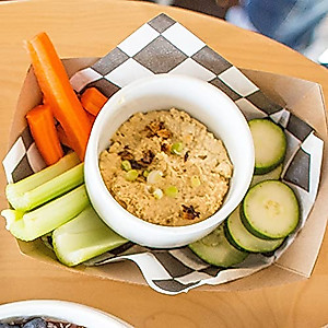 Kingrol 30 Red Oval Fast Food Baskets w/ 250 Checkered Deli Liners, 8.9 x 5.6 x 1.5 Inch Plastic Platter, Storage Basket Bin for Home, Office, School, Picnic